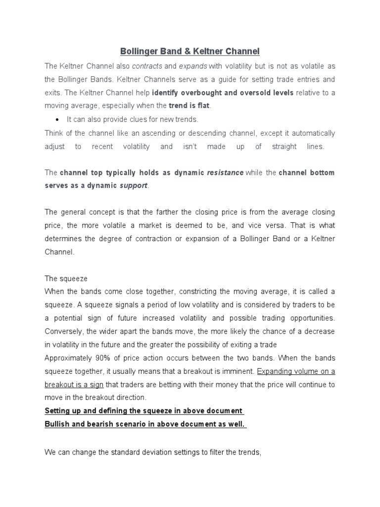 Bollinger Band Keltner Cheat Sheet | PDF | Volatility (Finance) | Business