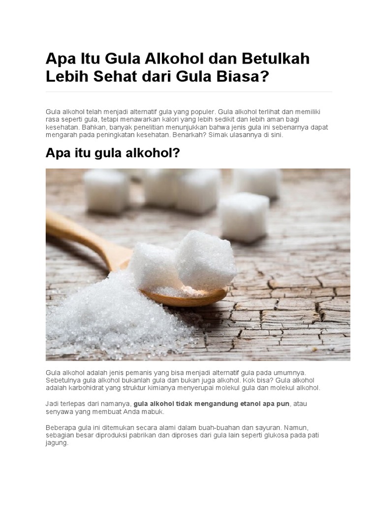 Apa Itu Gula Alkohol Dan Betulkah Lebih Sehat Dari Gula Biasa | PDF