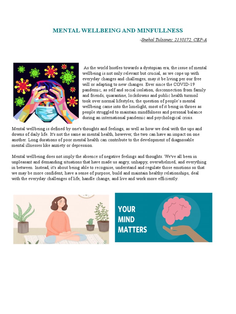 Article On Mental Wellbeing by Snehal T | PDF | Mental Health | Well Being