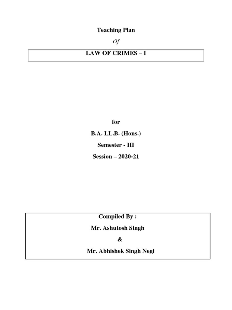 Criminal Law I: B.A. LL.B. Guide | PDF | Crime & Violence | Crimes