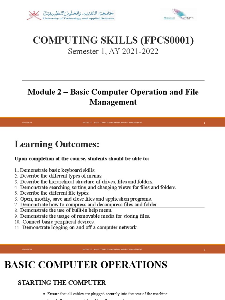 Module 2 - Basic Comp Op and File MGT | PDF | Computer File | Icon (Computing)