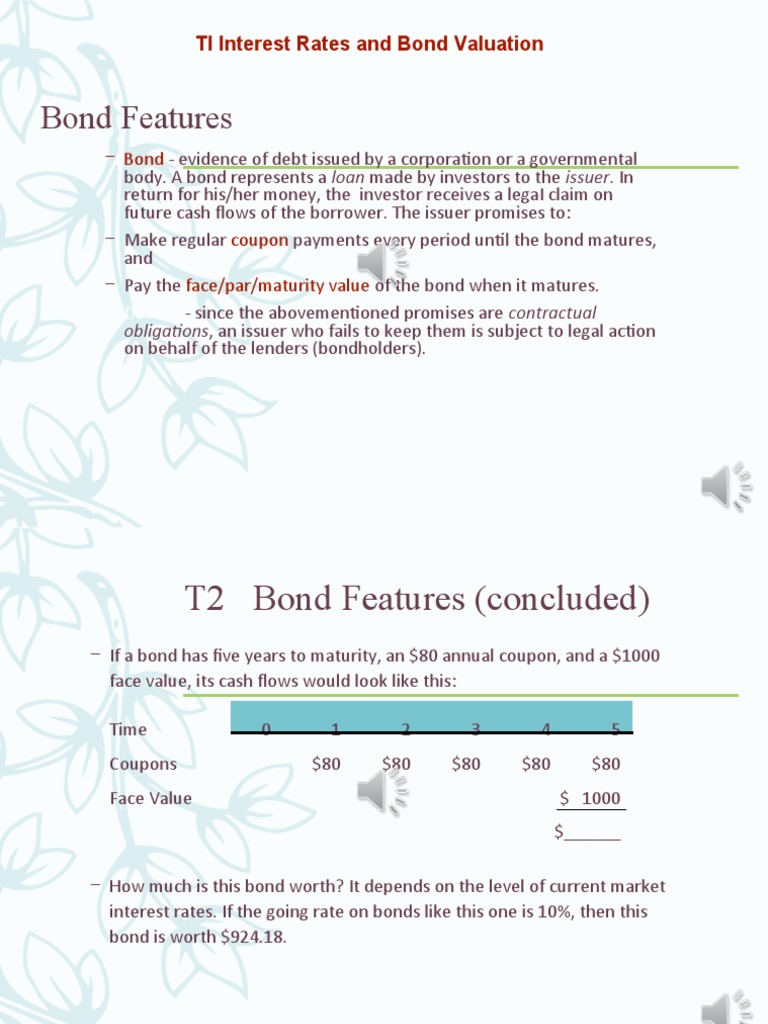 Bond Features: TI Interest Rates and Bond Valuation | PDF | Bonds ...