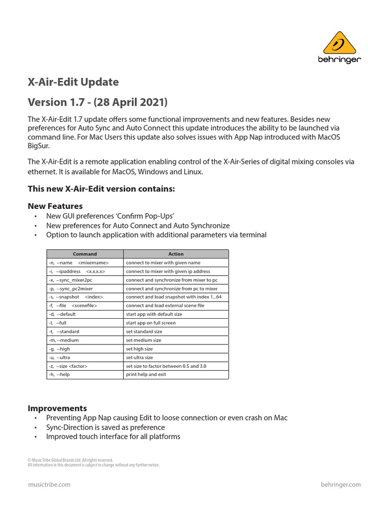X Air Edit Releasenote 1.7 | PDF | Mac Os | Command Line Interface