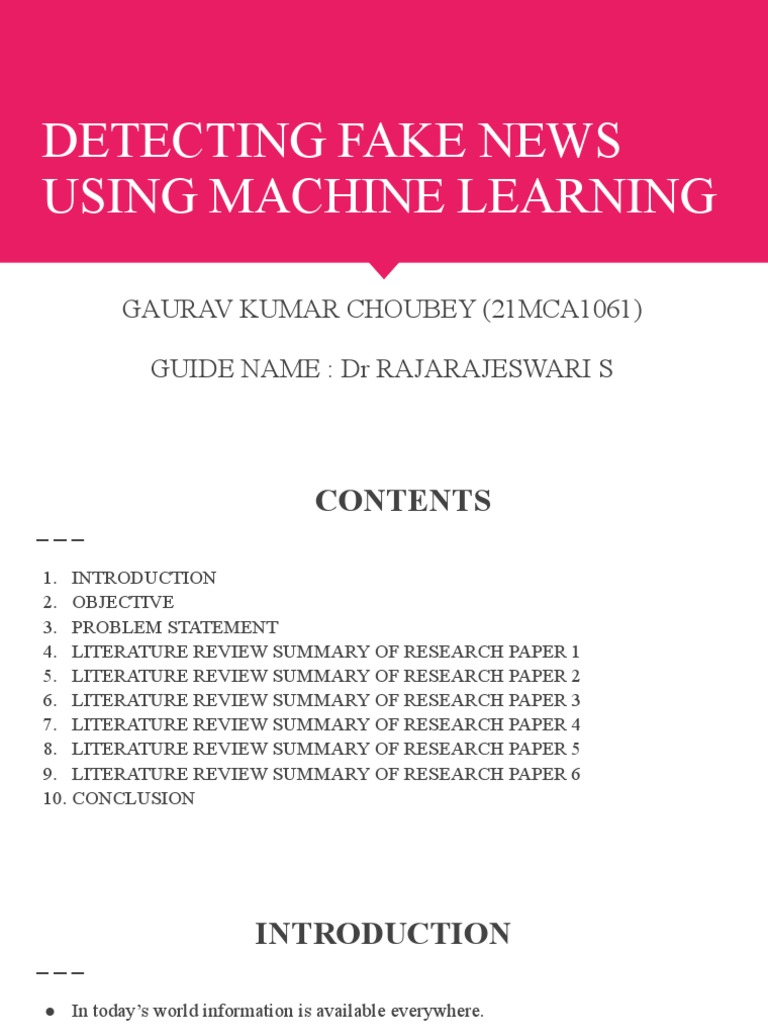 Detecting Fake News Using Machine Learning Gaurav Kumar Choubey