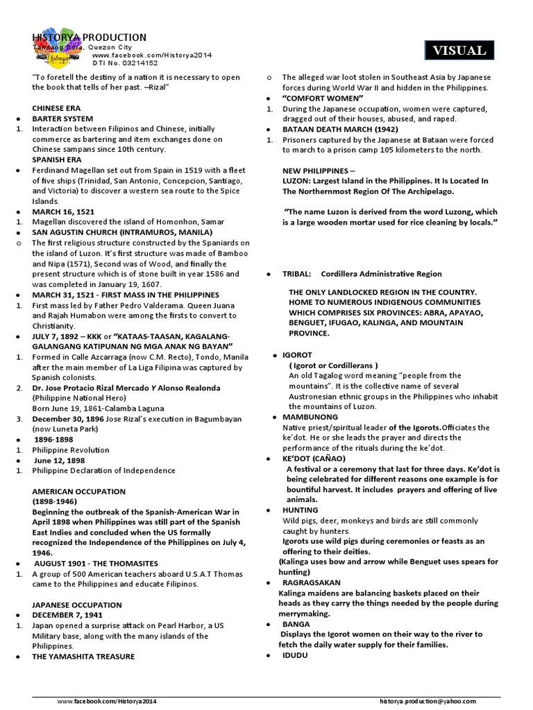 Historya Production Sequence - Visual Aid (1page) | PDF | Luzon ...