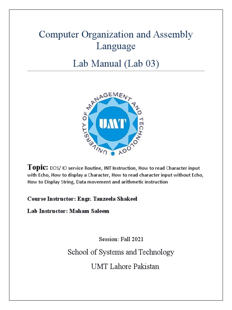 Computer Organization and Assembly Language Lab Manual (Lab 03) | PDF ... Computer Organization and Assembly Language Lab Manual (Lab 03) | PDF ...