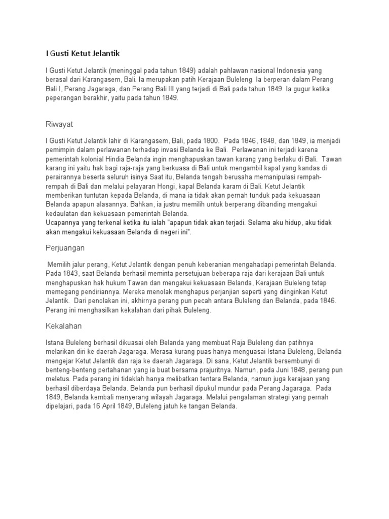 I Gusti Ketut Jelantik | PDF | Klasik