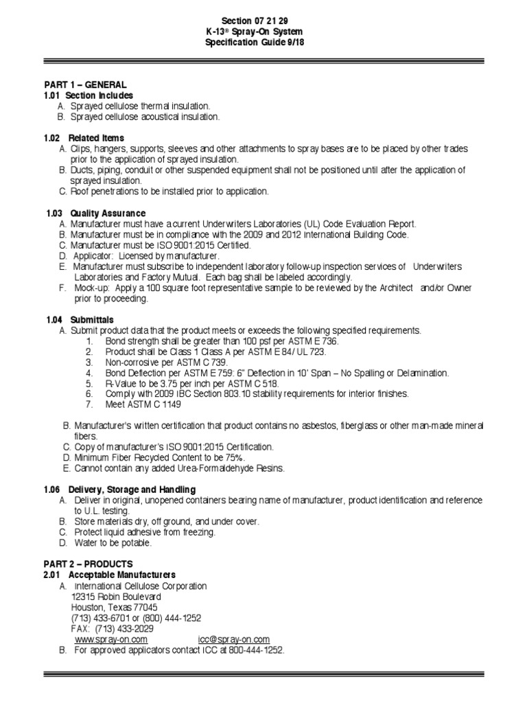 K13 Spec | PDF | Building Insulation | Thermal Insulation