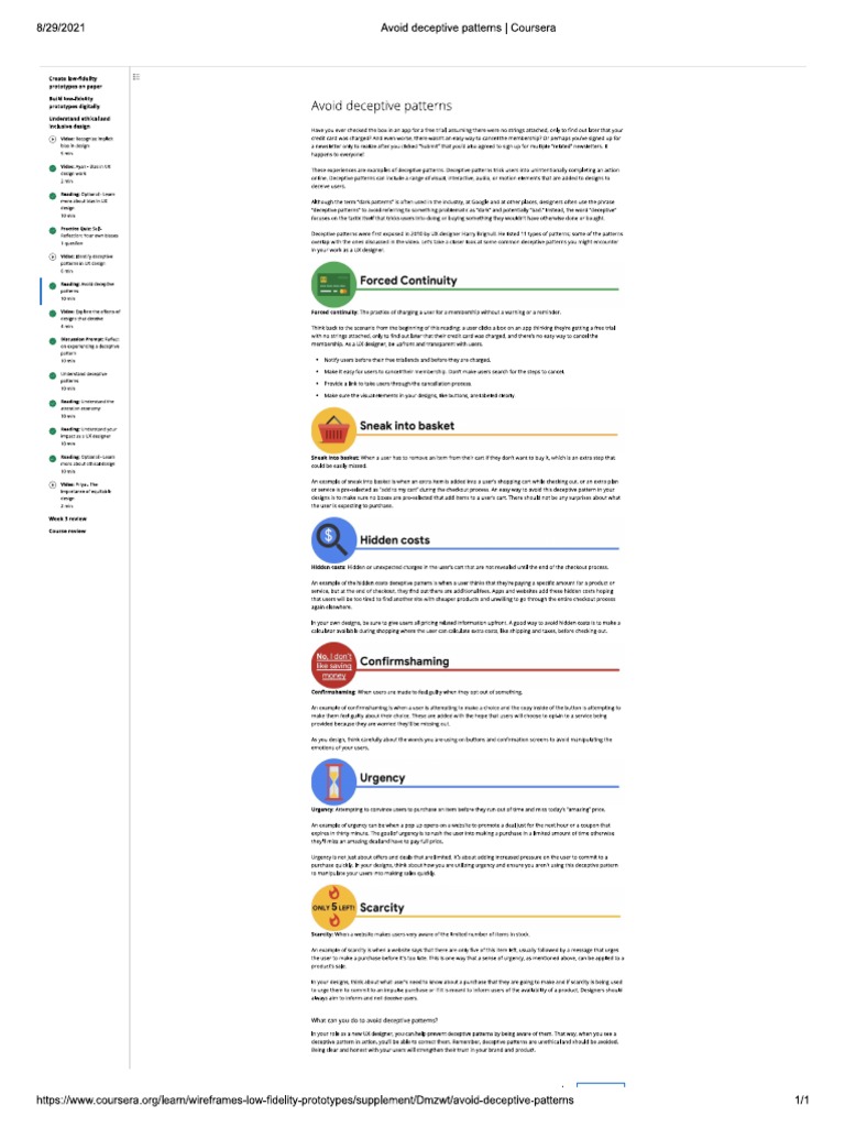 Avoid Deceptive Patterns | PDF