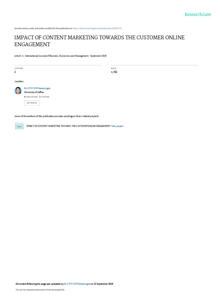 Impact of Content Marketing Towards The Customer | PDF | Marketing ...