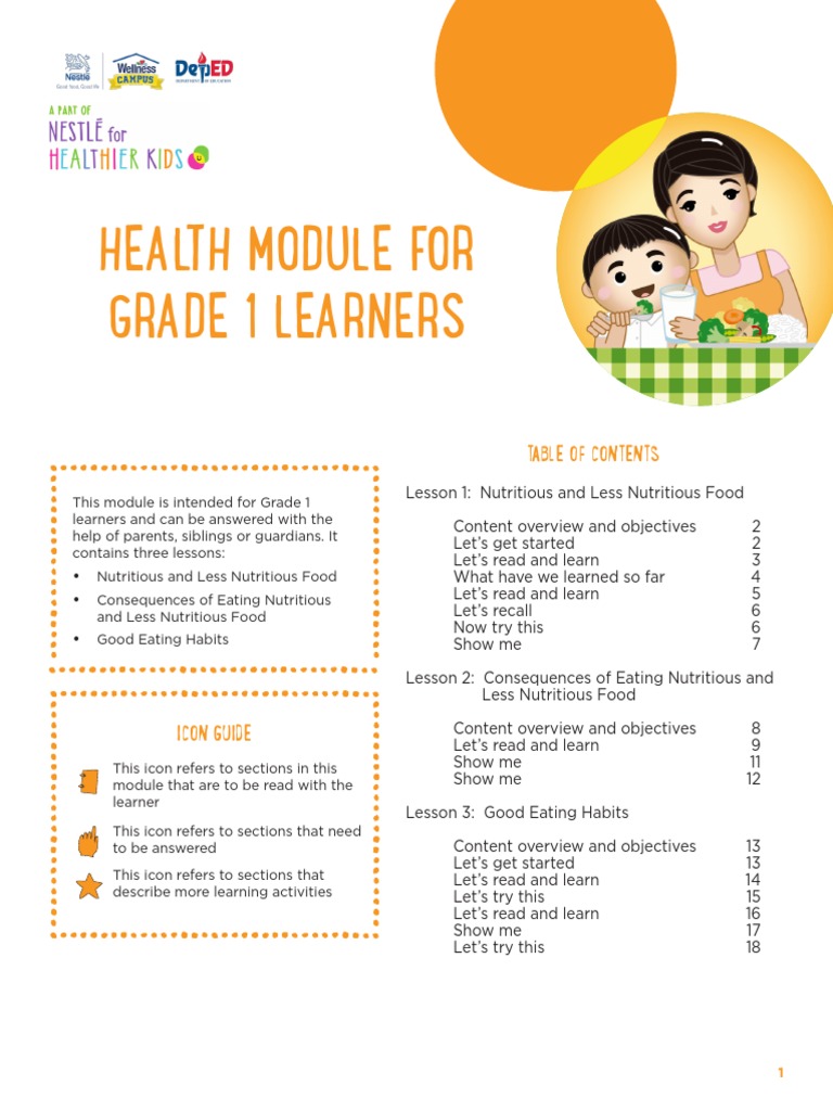 Grade 1 Self-Learning Module | PDF | Foods | Nutrition