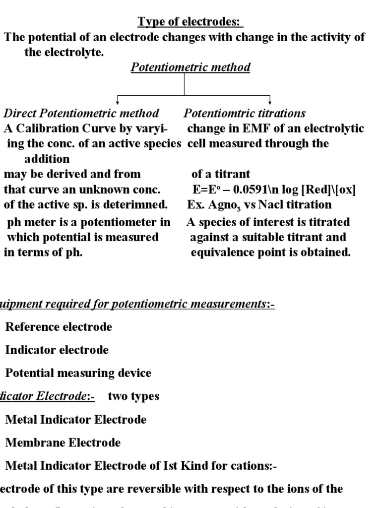 Types of Electrodes & Concentration Cells | PDF | Ion | Redox