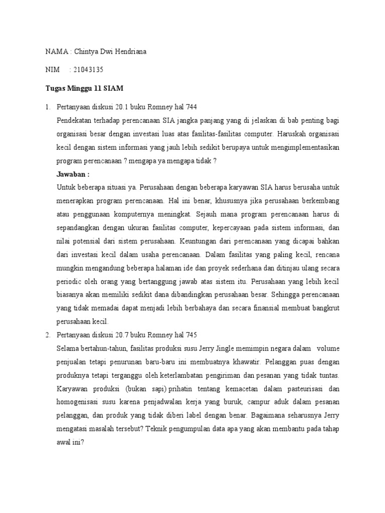 Tugas Minggu 11 SIAM | PDF