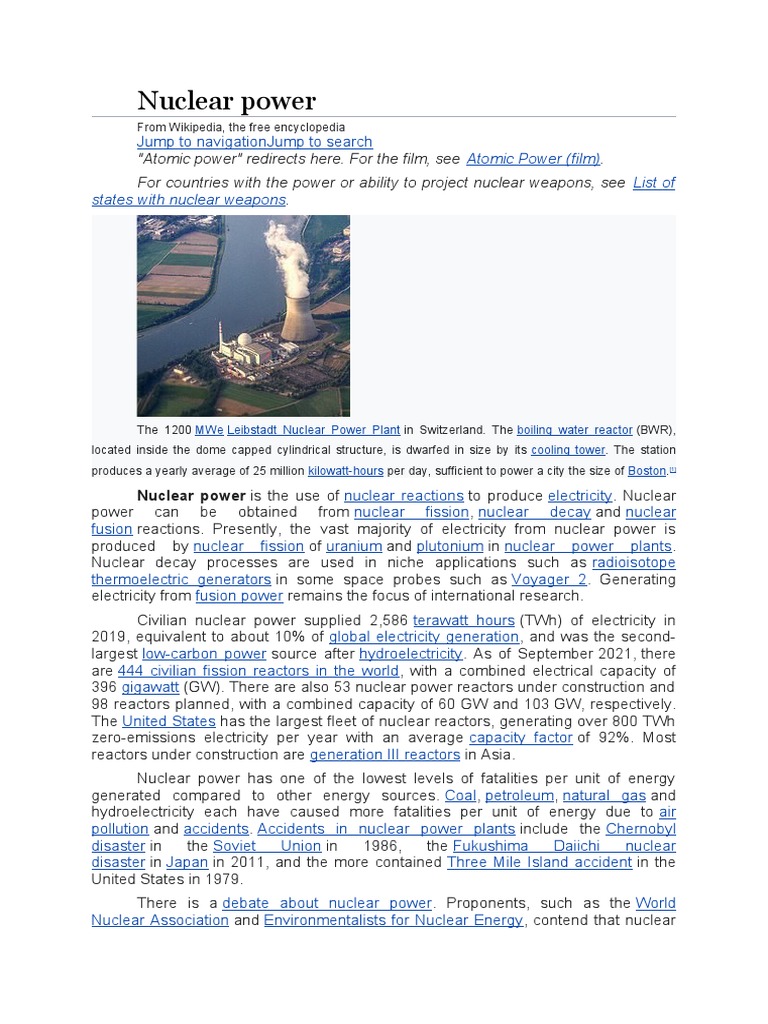 Nuclear Power | PDF | Nuclear Power | Nuclear Reactor
