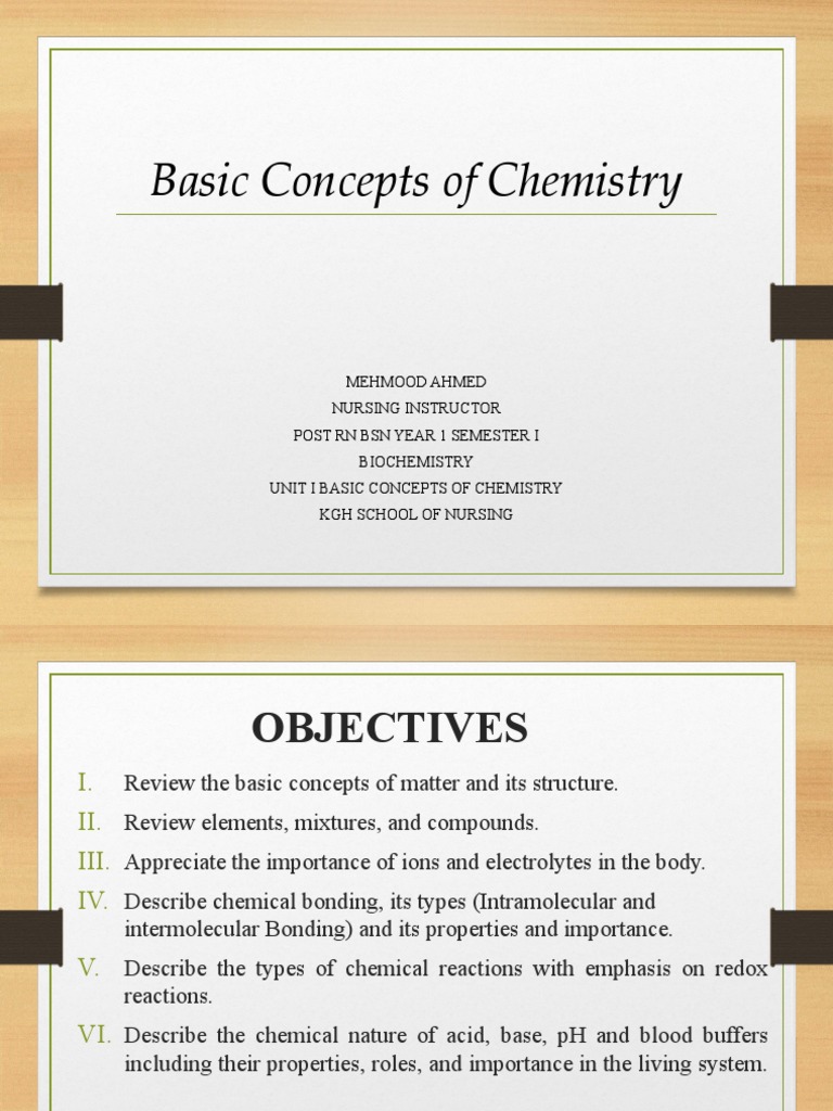 Basic Concepts in Chemistry Unit 1 by Sir Mehmood Ahmed | PDF | Chemical Bond | Chemistry