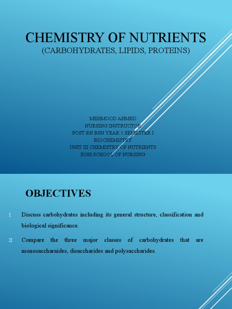 Chemistry of Nutrients Unit 3 by Sir Mehmood Part 1 | PDF ...