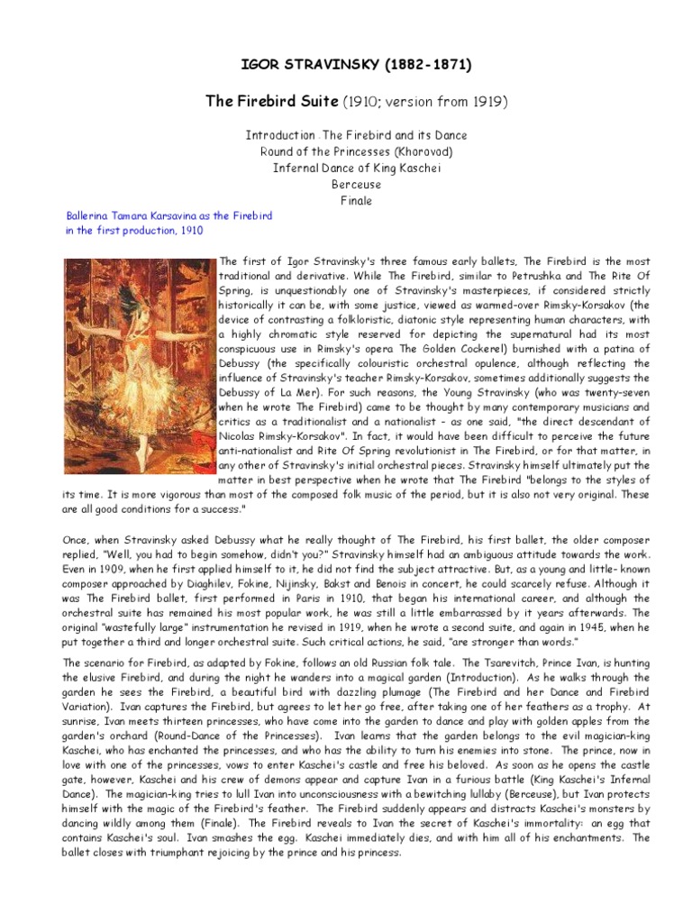 Stravinsky - Firebird Prog. Notes | PDF | Elements Of Music ...