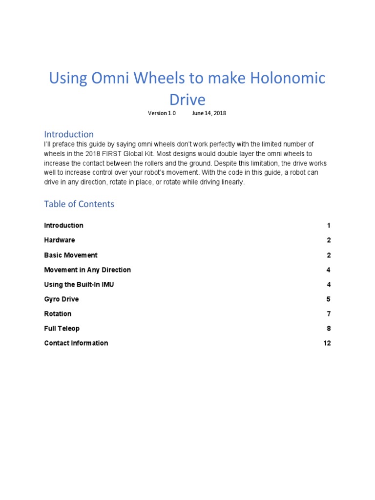 Omni Wheels Holonomic Drive Guide | PDF | Rotation | Angle