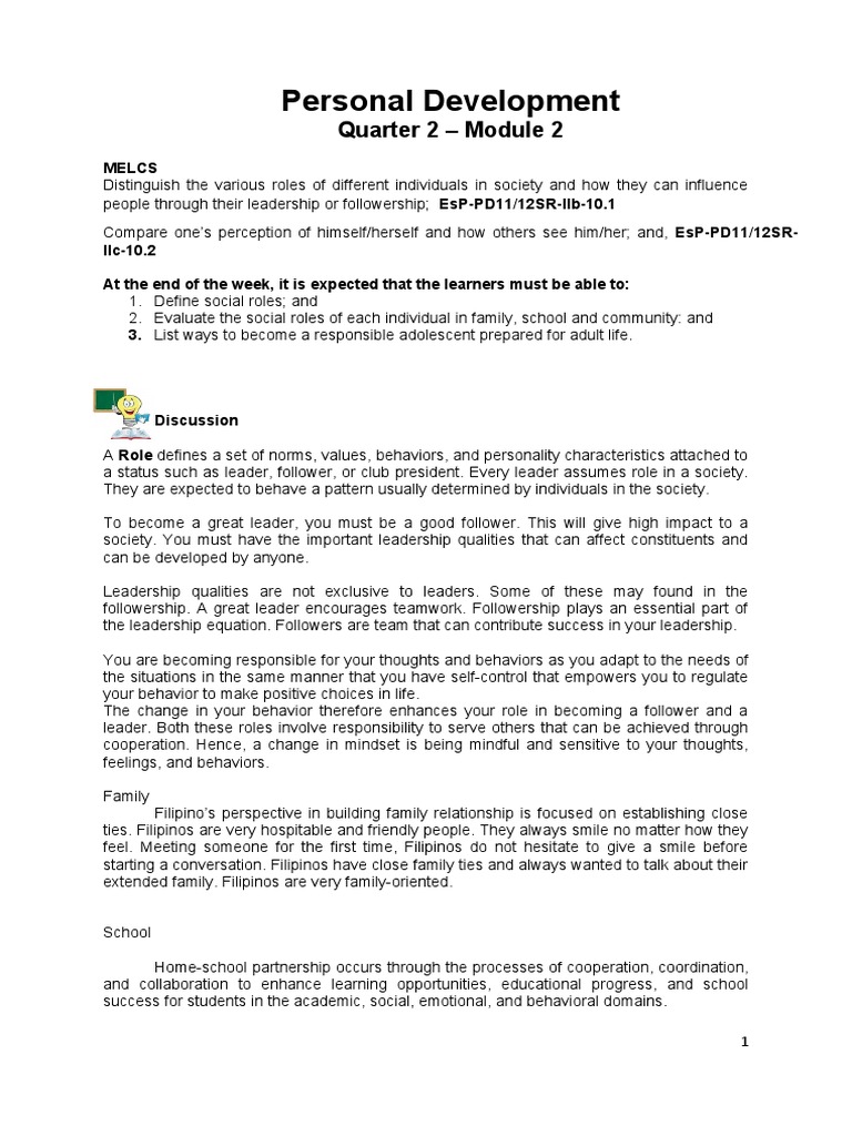 Personal Development: Quarter 2 - Module 2 | PDF | Leadership | Leadership