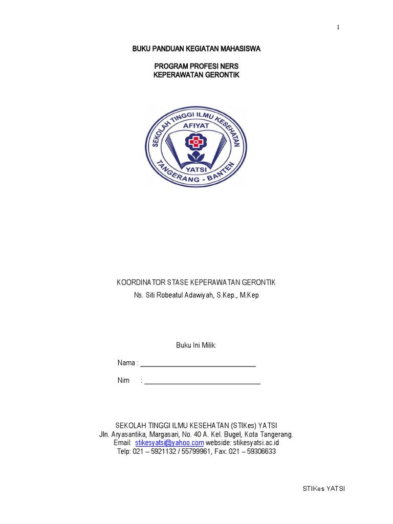 Panduan Kep. Gerontik Stikes Yatsi 2021-2022 | PDF | Karier & Perkembangan | Bisnis