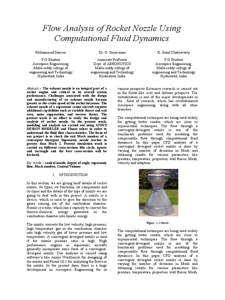 Computational Analysis of Fluid Flow Characteristics in Rocket Nozzles Using CFD | PDF | Mach ...