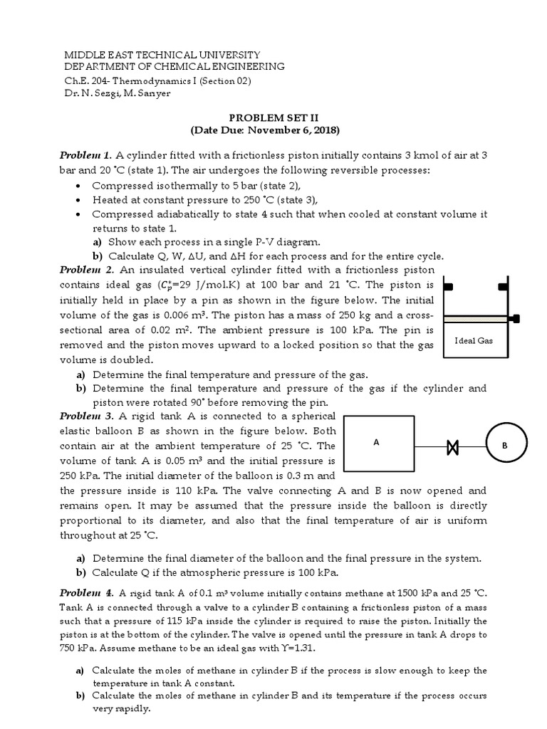 ChE204 20181HWII | PDF | Gases | Piston