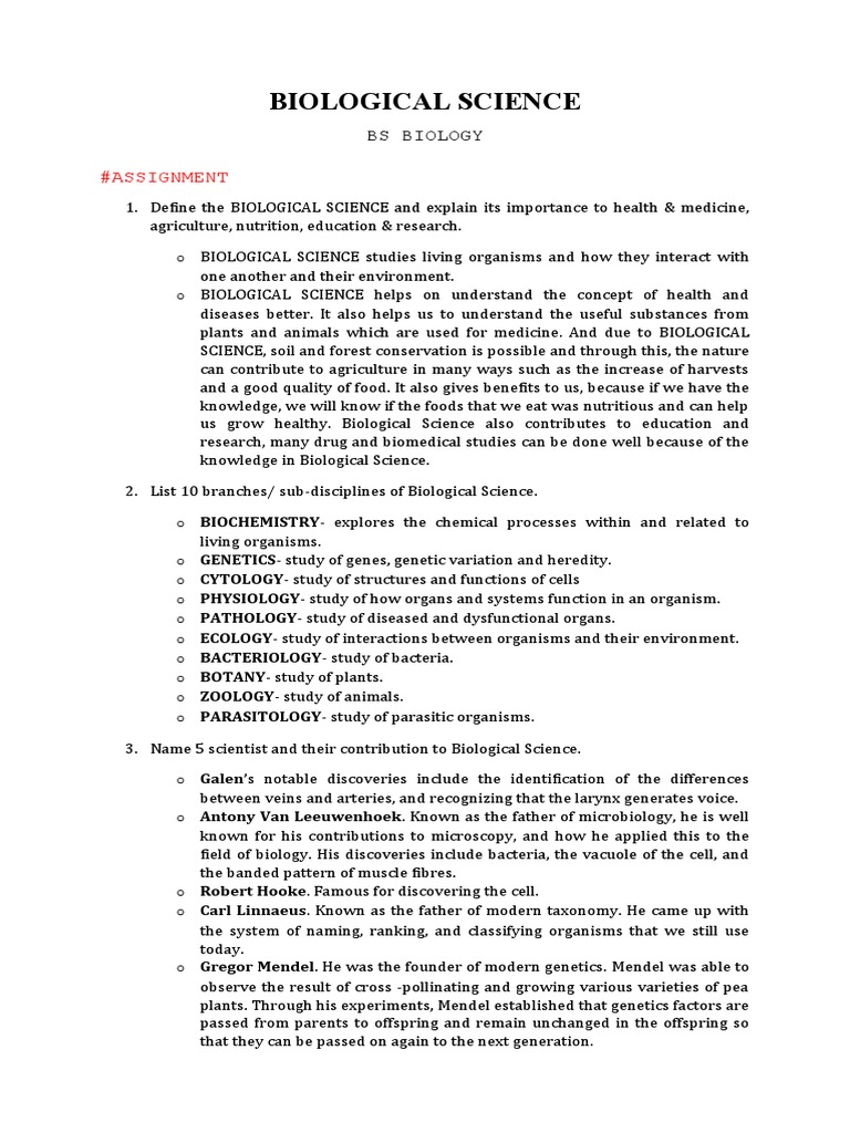 Biological Science: #Assignment | PDF | Biology | Life