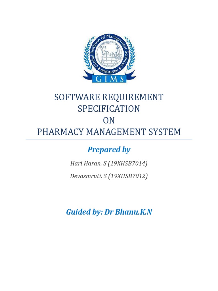 Pharmacy Management System (SRS) | PDF | Pharmacy | Health Care