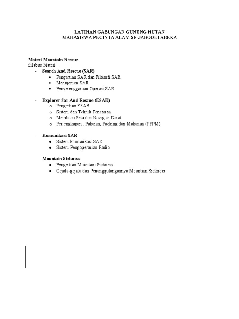 Materi Sar Latgab GH Mapala Se Jabodetab | PDF