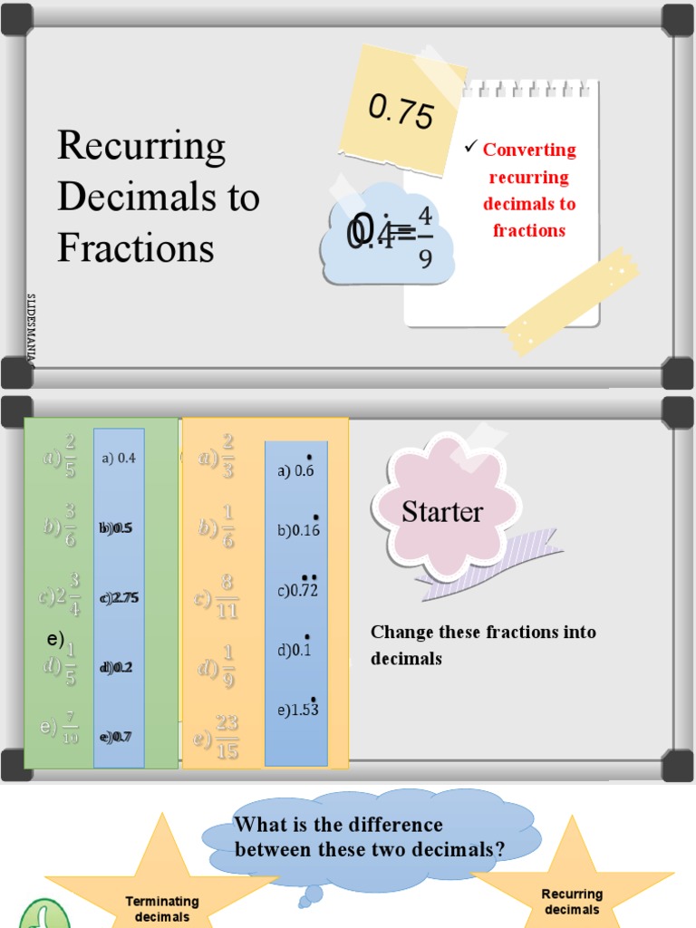 Converting Recurring Decimals To Fractions | PDF | Decimal ...