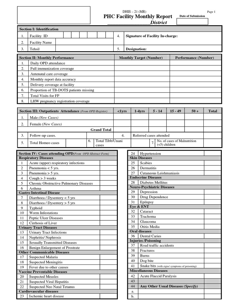 PHC Monthly Reporting Template | PDF | Vaccines | Hepatitis