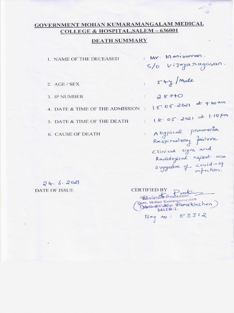 Death Summary | PDF