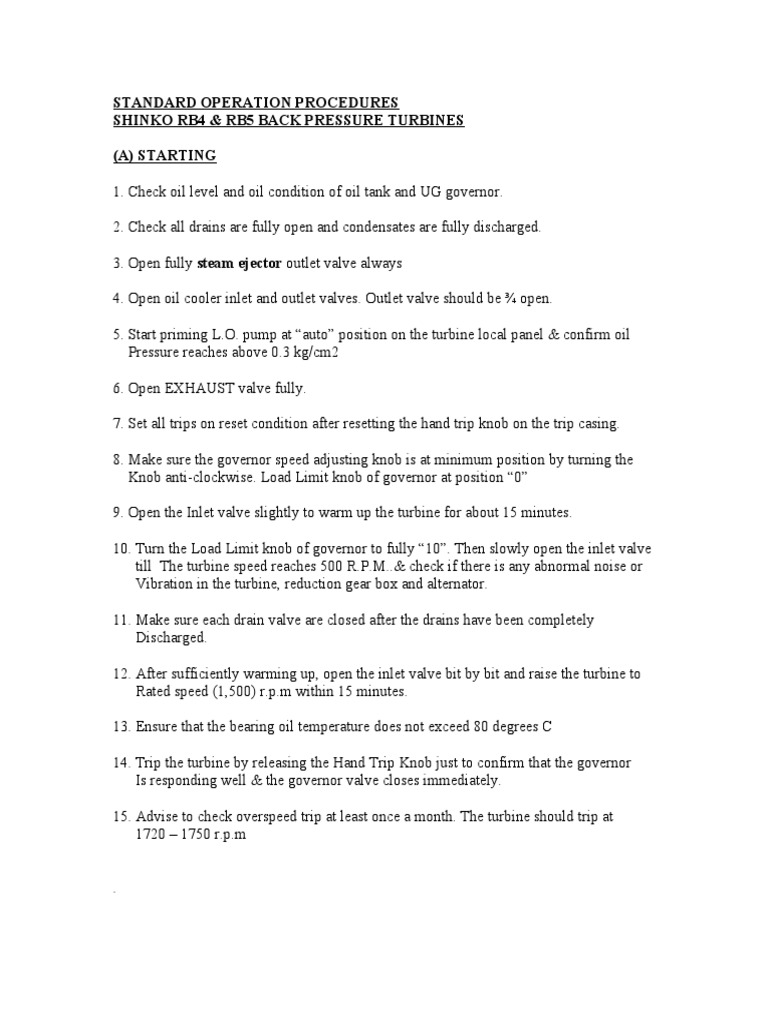 Standard Operation Procedures | PDF | Valve | Pump