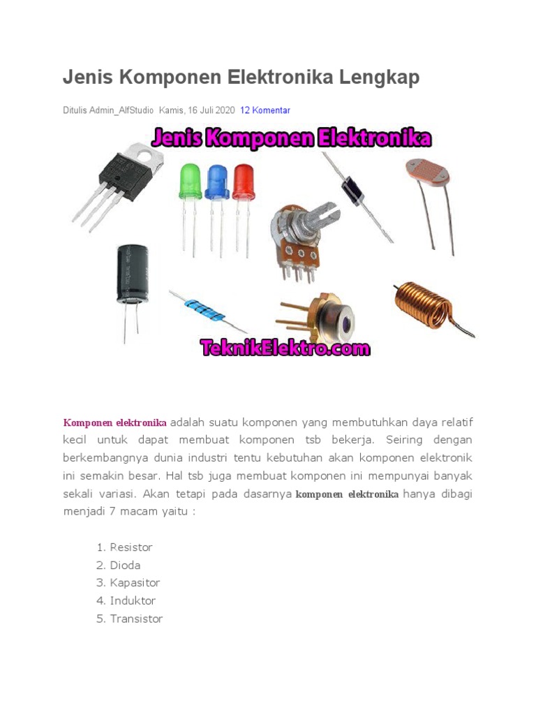 Jenis-Jenis Komponen Elektronika Lengkap | PDF | Griya & Taman | Sains ...