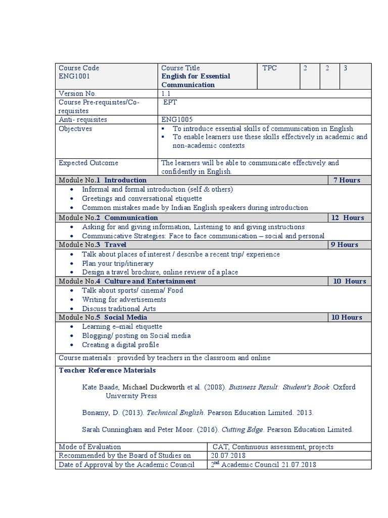 English For Essential Communication: Module No | PDF