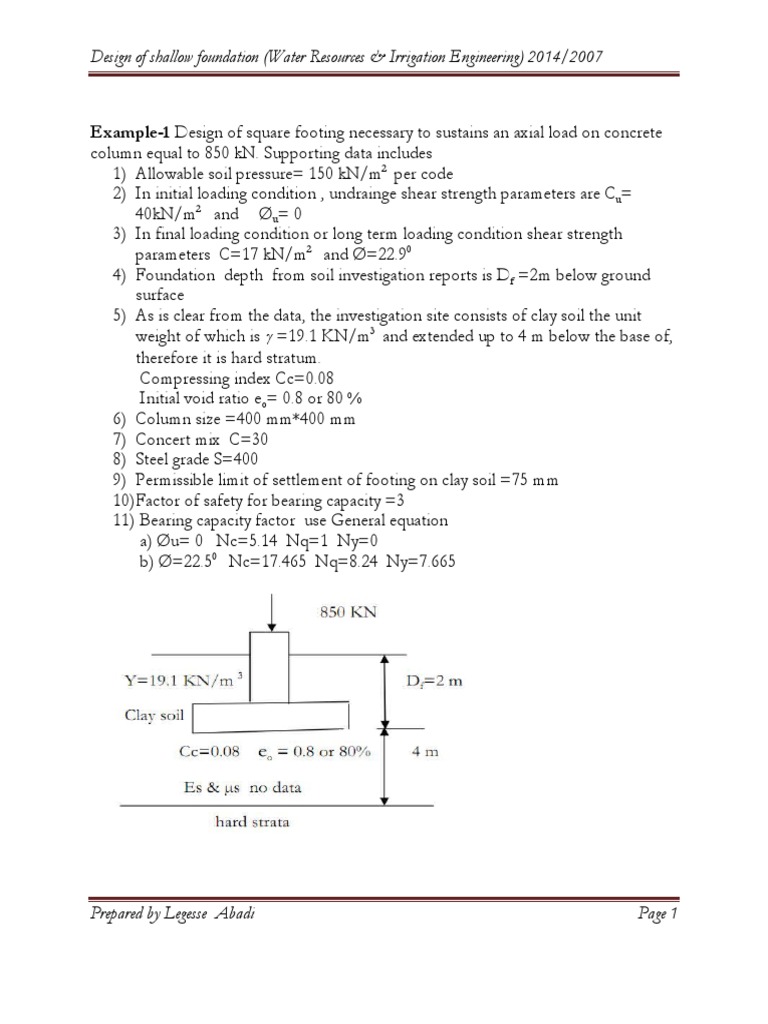 Rectangular Spread Footing Design | PDF | Foundation (Engineering) | Strength Of Materials