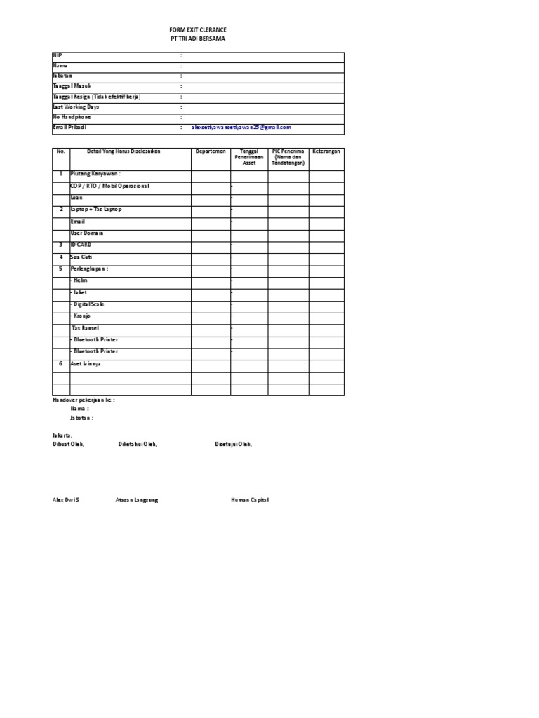 Form Resign+Clearance+Interview | PDF