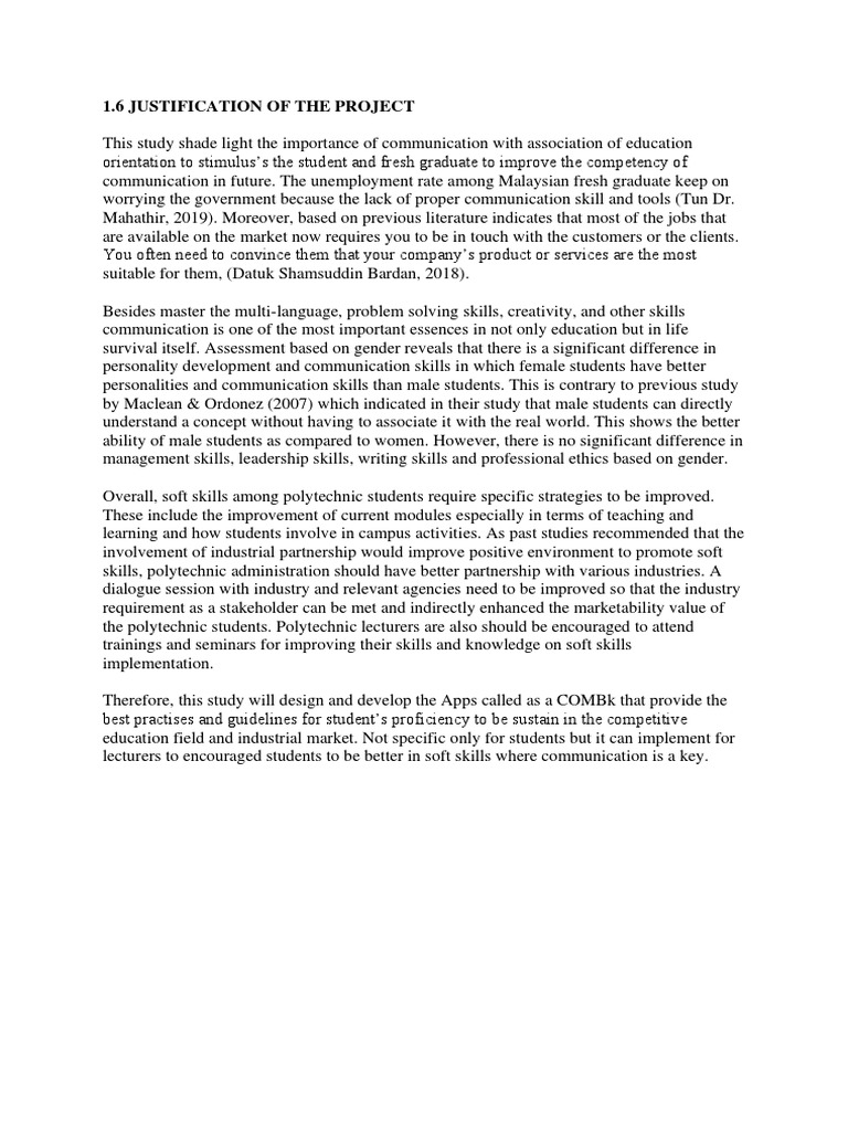 Justification of The Project | PDF | Cognition | Learning