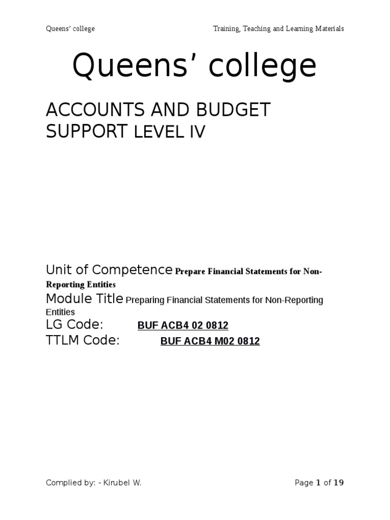 Queens' College: Accounts and Budget Support | PDF | Fund Accounting ...