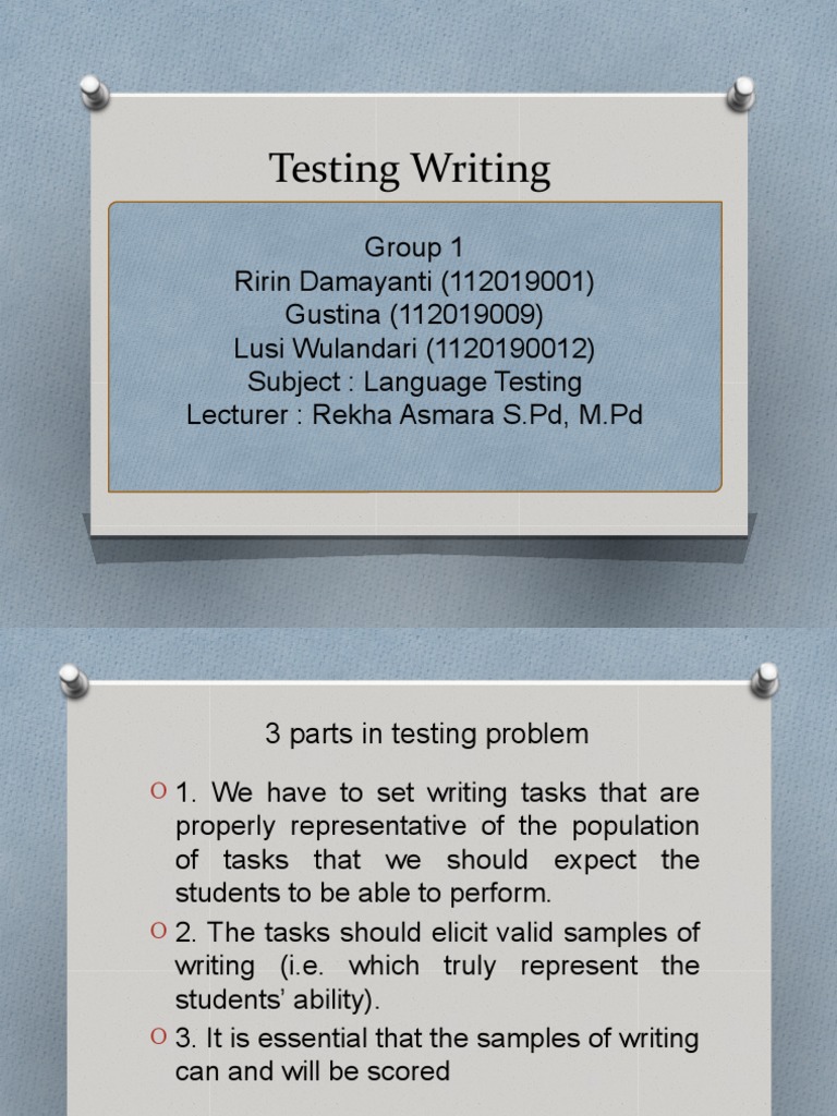 Group 1 Testing Writing | PDF | Validity (Statistics) | Cognitive Science