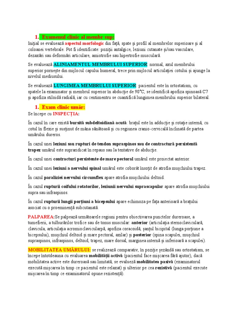 Reumato Examen Clinic | PDF