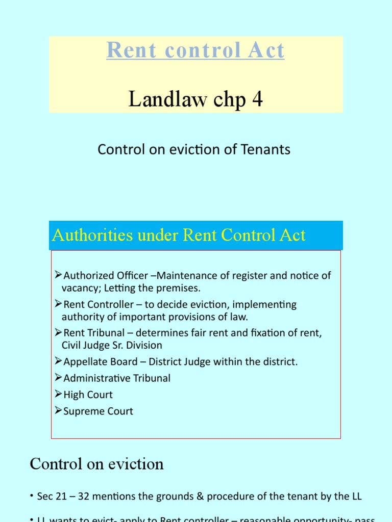Rent Control Act Key Authorities and Landmark Cases | PDF | Leasehold ...