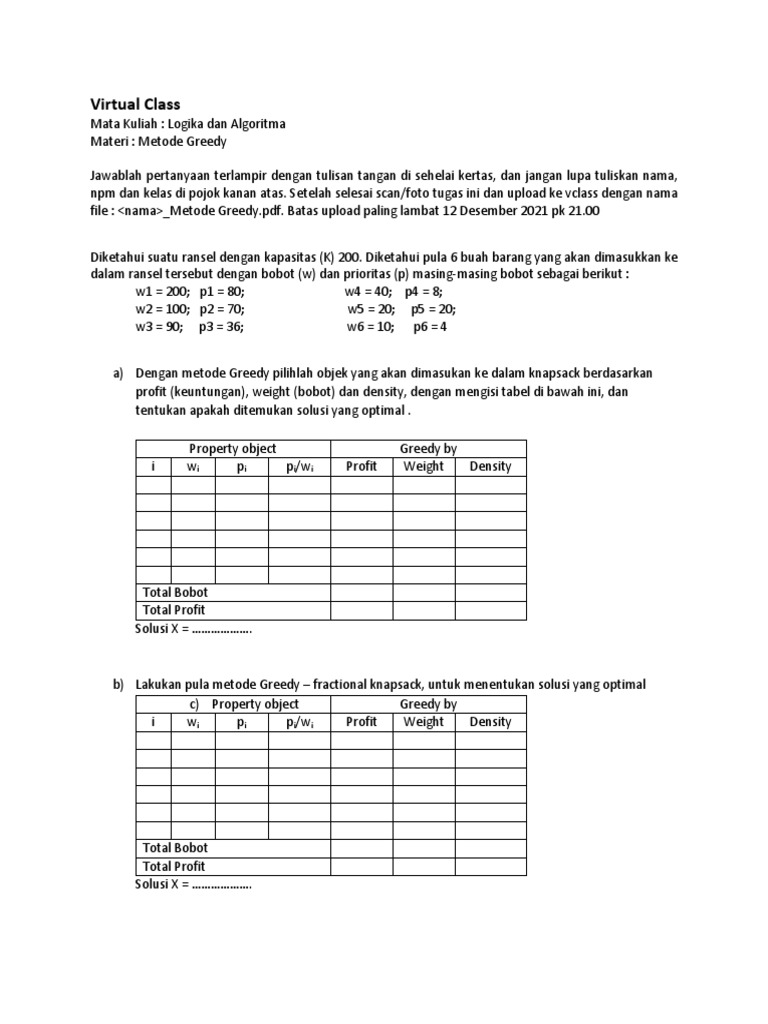 VClass Metode GREEDY | PDF
