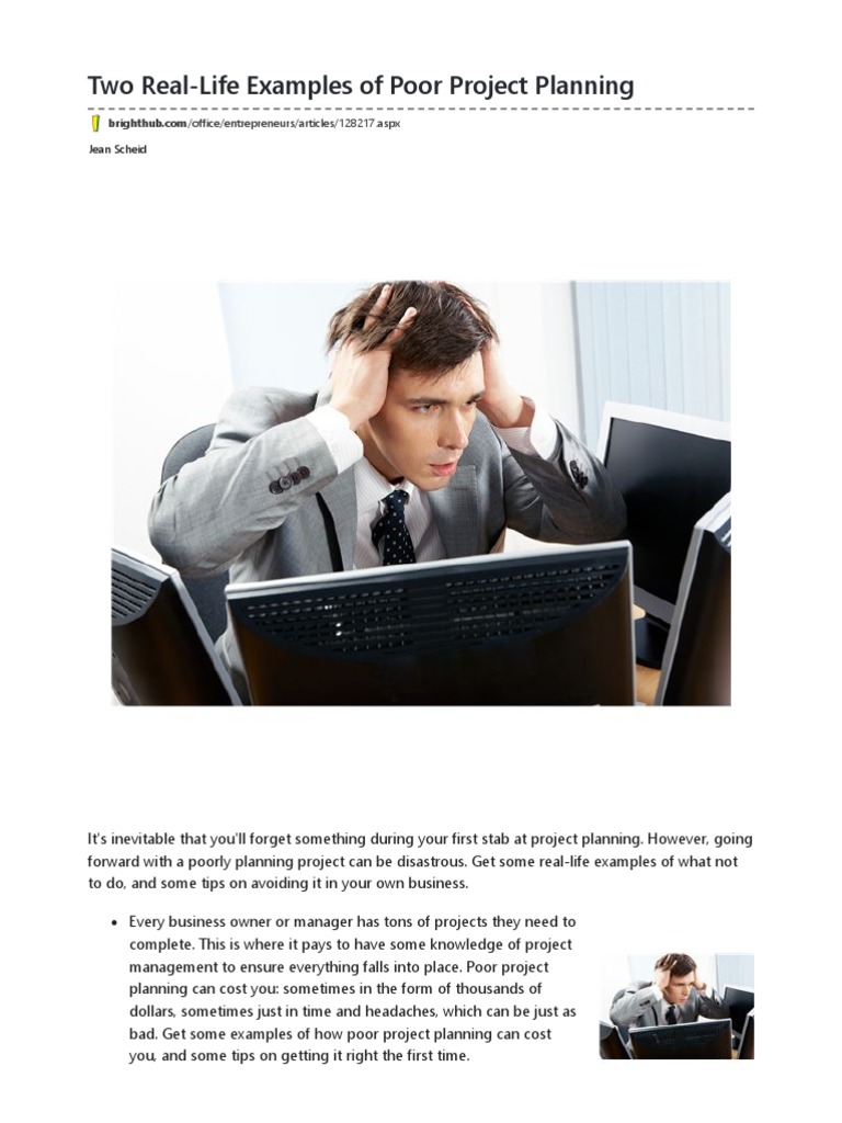 Two Real-Life Examples of Poor Project Planning: Jean Scheid | PDF ...