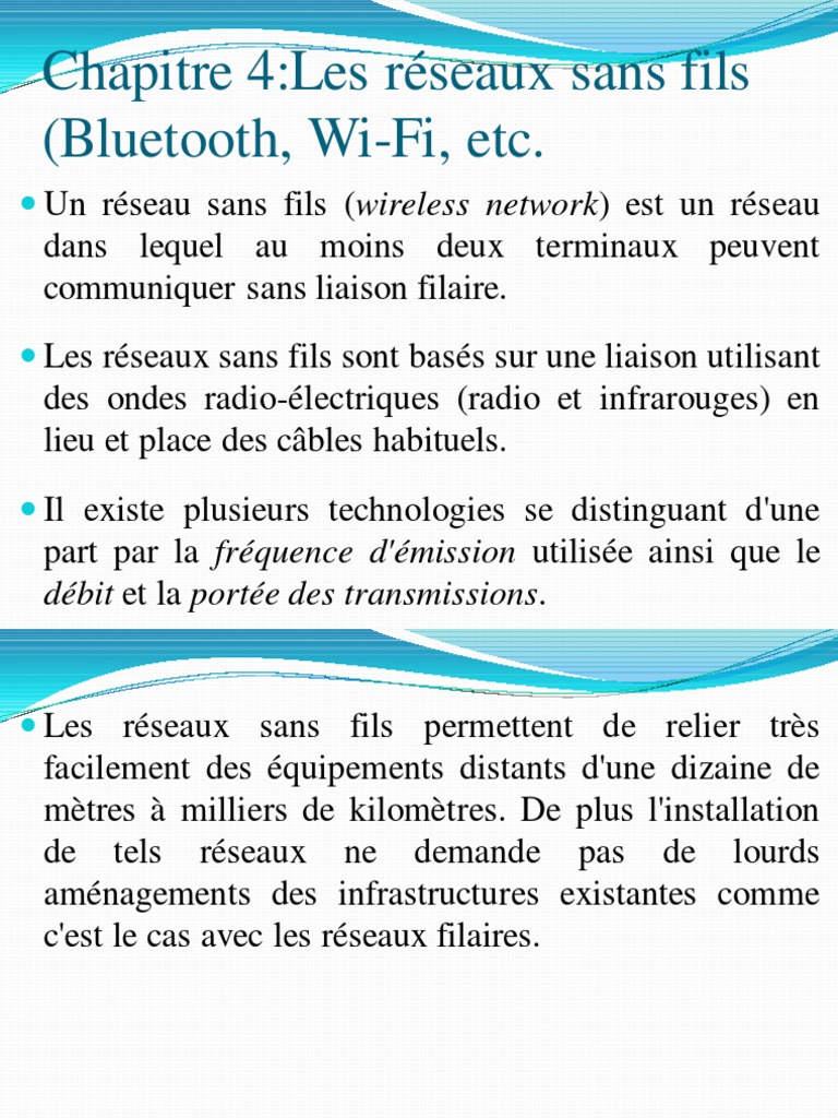 Chapitre 4-Les-Réseaux-Sans-Fils | PDF | Wi-Fi | Protocoles Internet