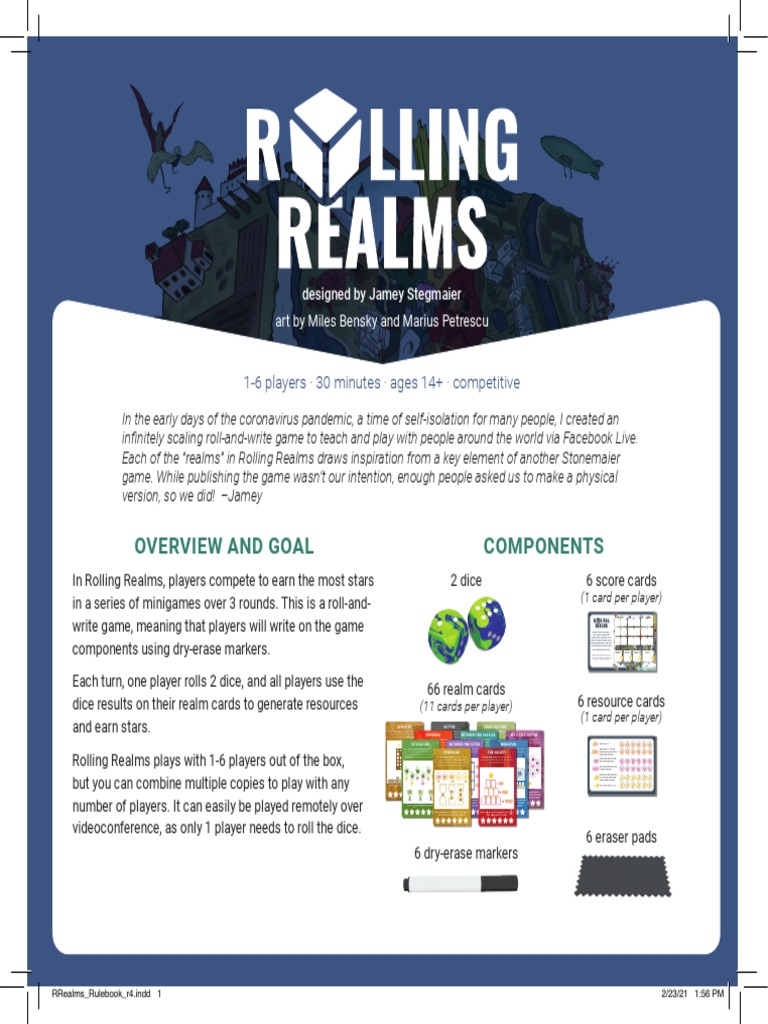 Rolling Realms Official Rulebook 188193 | PDF | Dice | Gaming