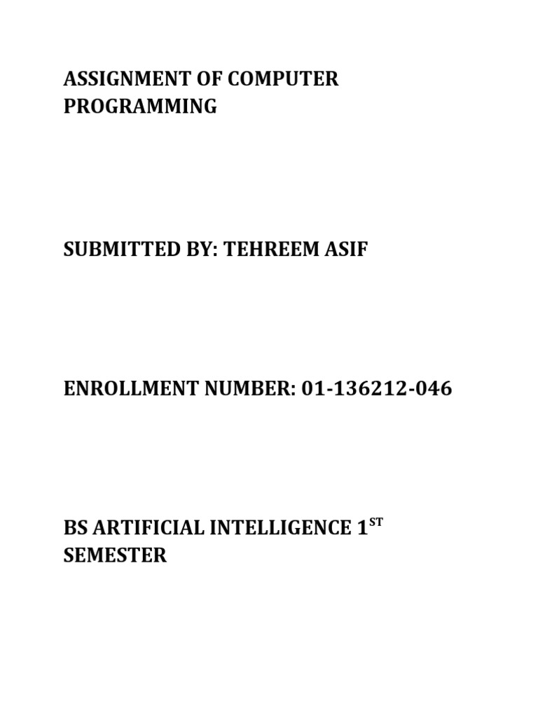 Assignment of Computer Programming | PDF | Array Data Structure | Namespace