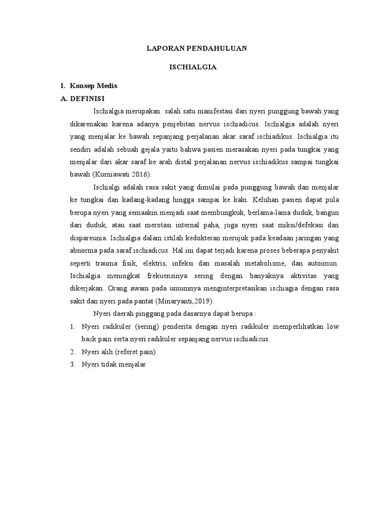 Laporan Pendahuluan Ischialgia: Etiologi, Gejala Klinis, dan ...