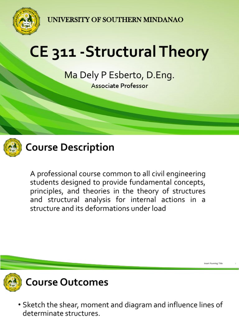 CE 311 Structural Theory Analysis | PDF | Force | Equations