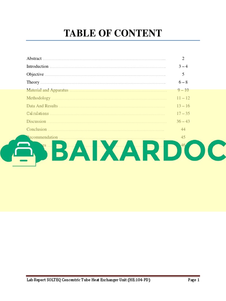Che245 Lab Report Solteq Concentric Tube Heat Exchanger Unit | PDF ...